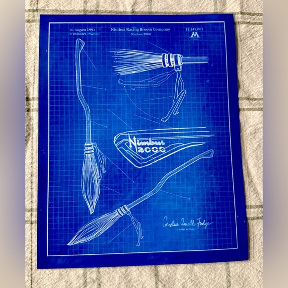 Magic! Delievered | Wall Decor | Harry Potter Nimbus 200 Blueprint Art ...